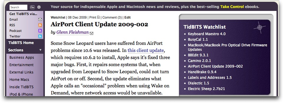 Follow Important Software Updates in the TidBITS Watchlist - TidBITS