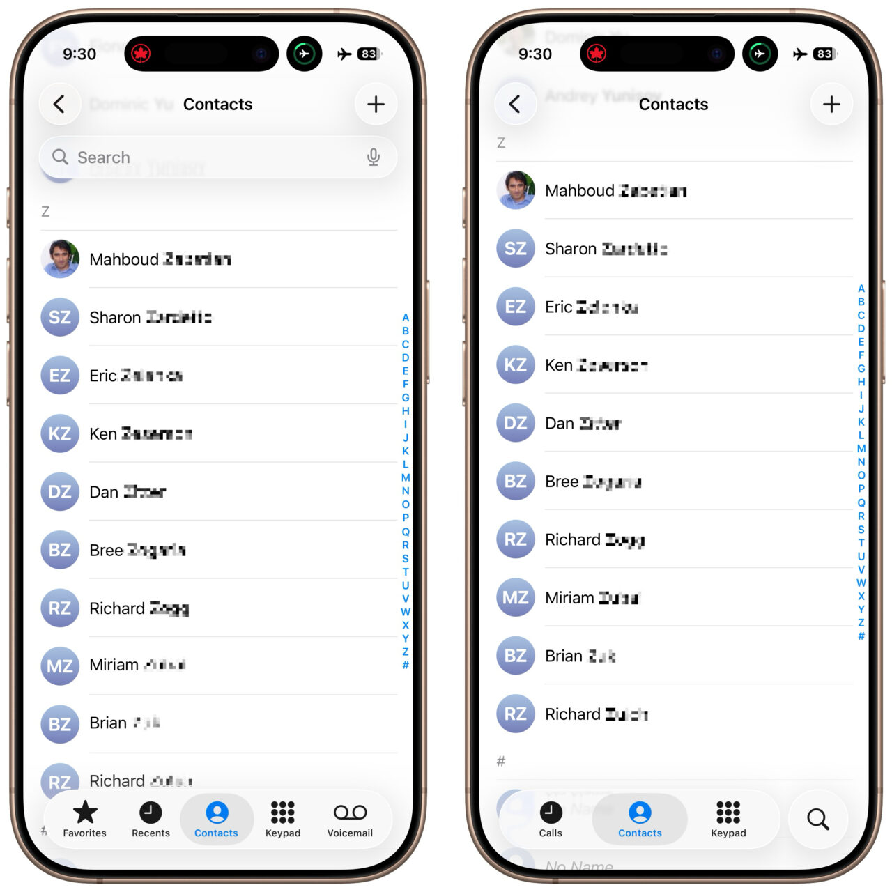 Comparing the Classic and Unified Views in iOS 26’s Phone App - TidBITS